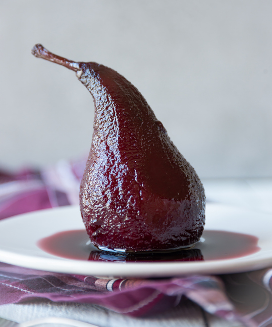 Port Wine Poached Pears