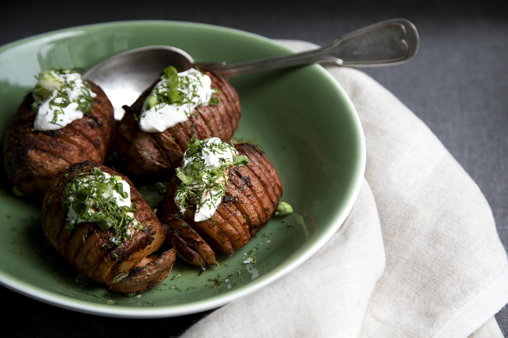 Fanned Potatoes with Hungarian Paprika and Sour Cream Recipe
